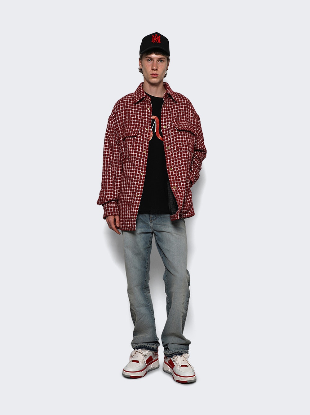 AMIRI Boucle Padded Overshirt Deep Red